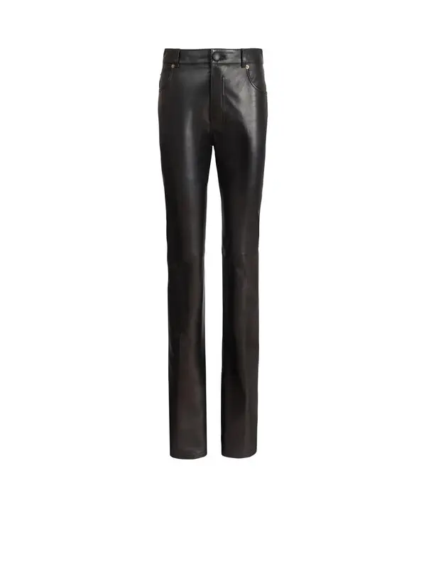 Balmain High-waisted Leather Trousers