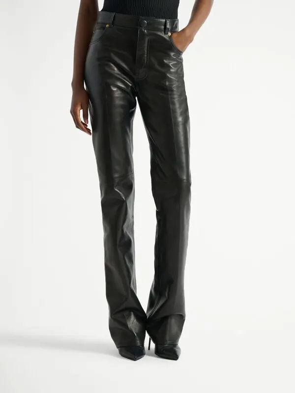 Balmain High-waisted Leather Trousers