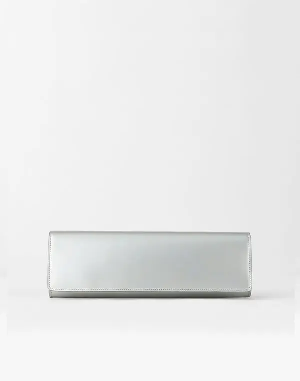 Lafayette 148 New York Patent Leather East West Clutch - Silver