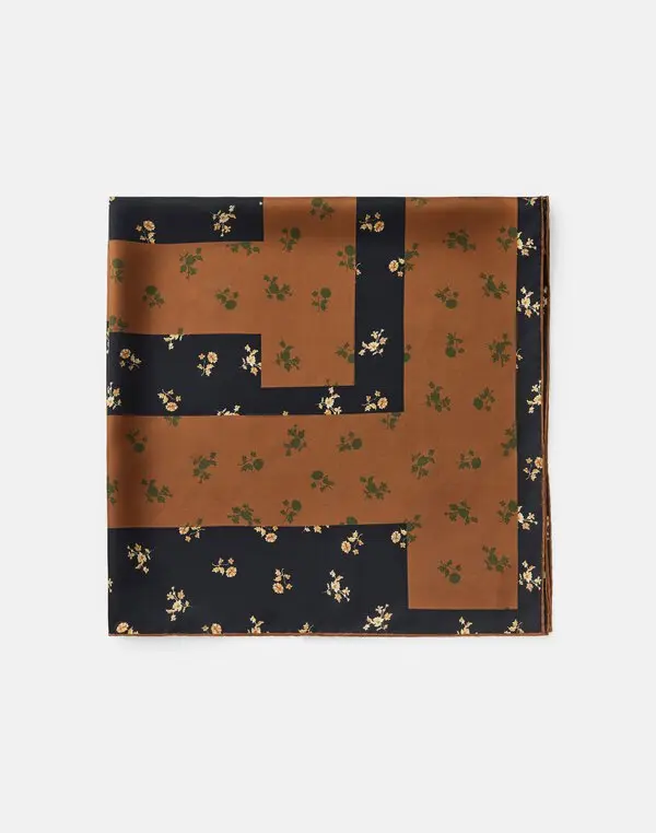 Lafayette 148 New York Ditsy Floral Print L Beam Silk Square Scarf - Black Multi