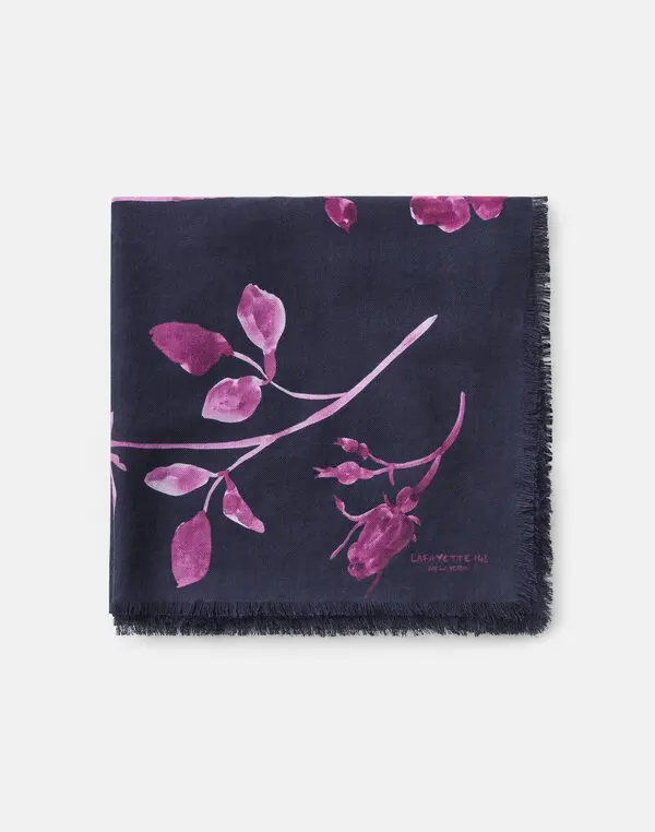 Lafayette 148 New York Rose Print Cashmere Silk Square Scarf - Ink Multi