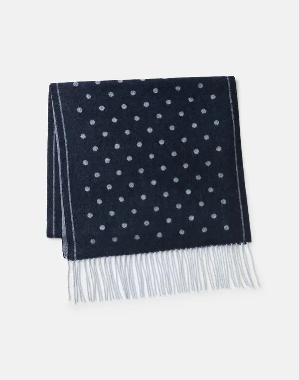 Lafayette 148 New York Polka Dot Jacquard Cashmere Fringe Scarf - Ink Multi