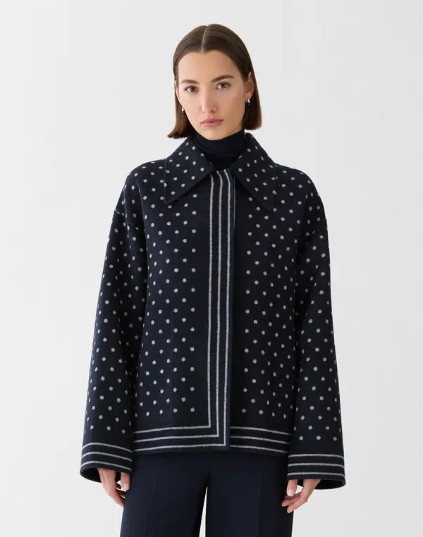 Lafayette 148 New York Polka Dot Wool Cashmere Reversible Coat
