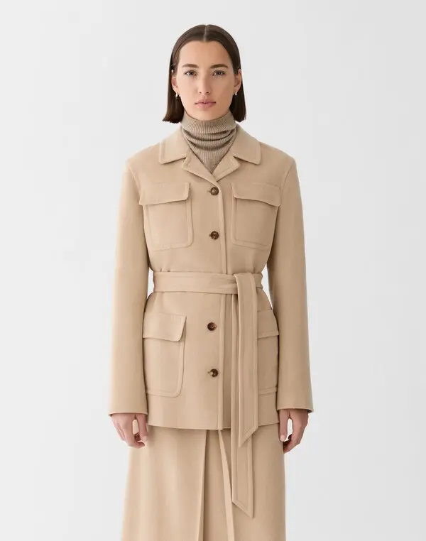 Lafayette 148 New York Camel Hair Belted Jacket