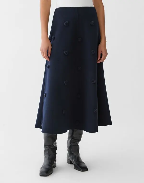 Lafayette 148 New York Wool Cashmere Polka Dot Midi Skirt