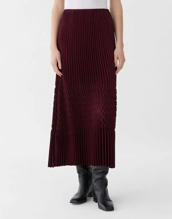 Lafayette 148 New York Satin Plissé Midi Skirt