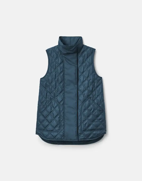 Lafayette 148 New York Quilted Reversible Puffer Vest - Petrol