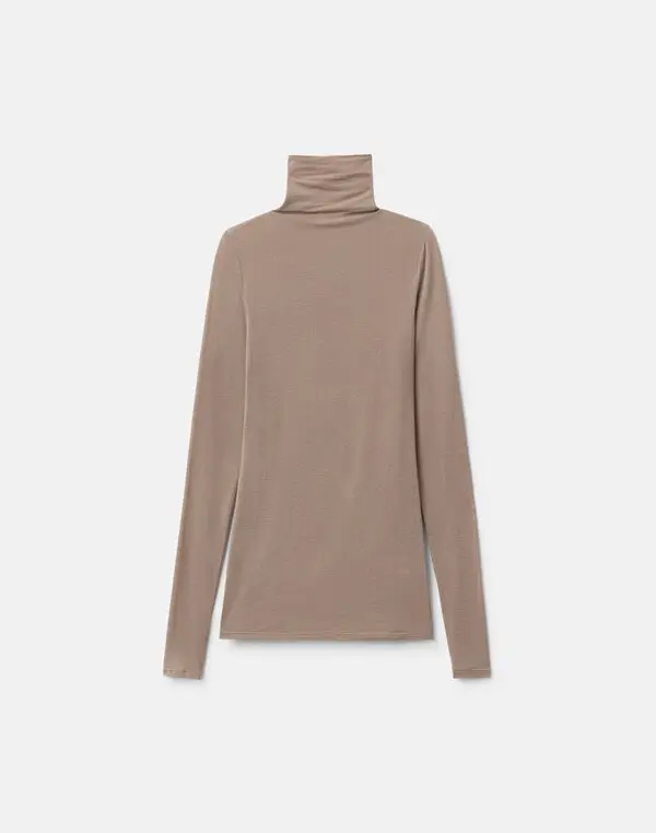 Lafayette 148 New York Viscose Cashmere Jersey Slim Turtleneck - Hickory