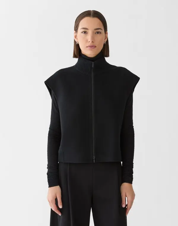 Lafayette 148 New York Wool Cashmere Double Face Cropped Vest