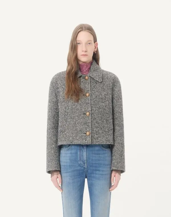 Valentino Garavani Urban Wool Chevron Peacoat