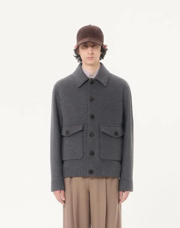 Valentino Garavani Wool And Cashmere Jacket - Dark Grey