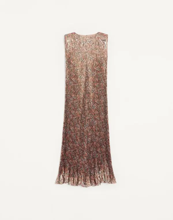 Valentino Garavani Pleated Millefiori Allover Flowerism Lurex Midi Dress - Multicolour
