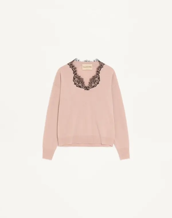 Valentino Garavani Cashmere Jumper With Lace Trim
