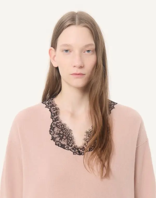 Valentino Garavani Cashmere Jumper With Lace Trim