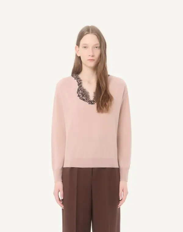 Valentino Garavani Cashmere Jumper With Lace Trim