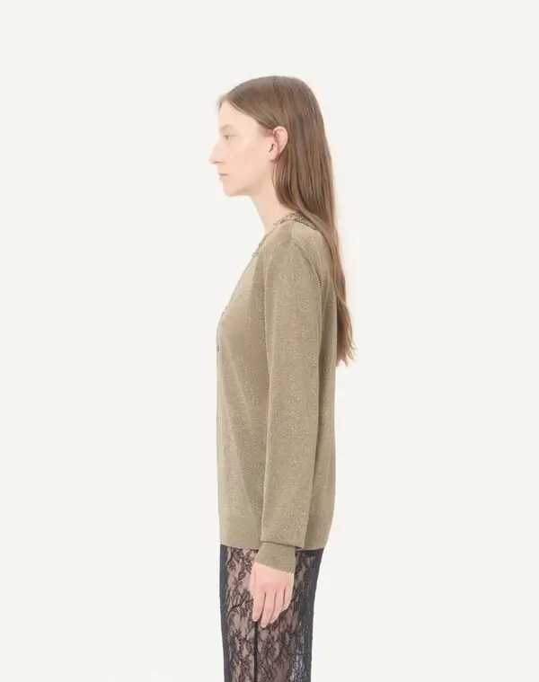 Valentino Garavani Lurex Jumper With Lace Trim - Gold