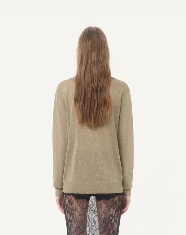 Valentino Garavani Lurex Jumper With Lace Trim - Gold