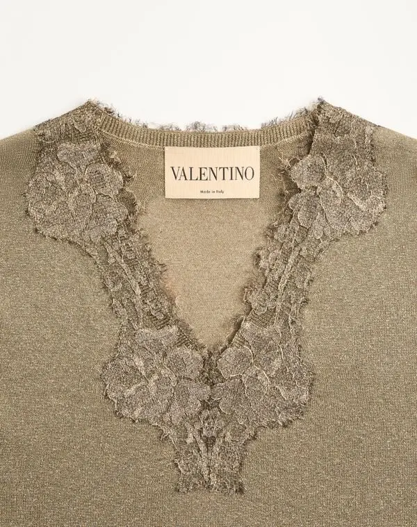 Valentino Garavani Lurex Jumper With Lace Trim - Gold
