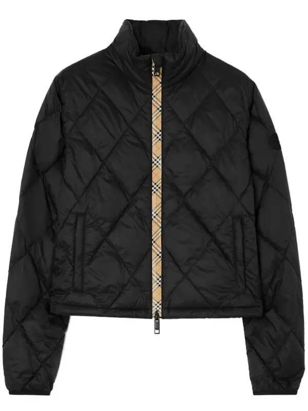 Burberry Quilted Down Jacket With Check Detail
