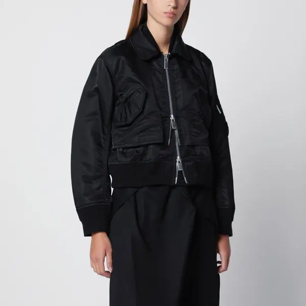 Sacai Satin-effect Nylon Zip Bomber Jacket
