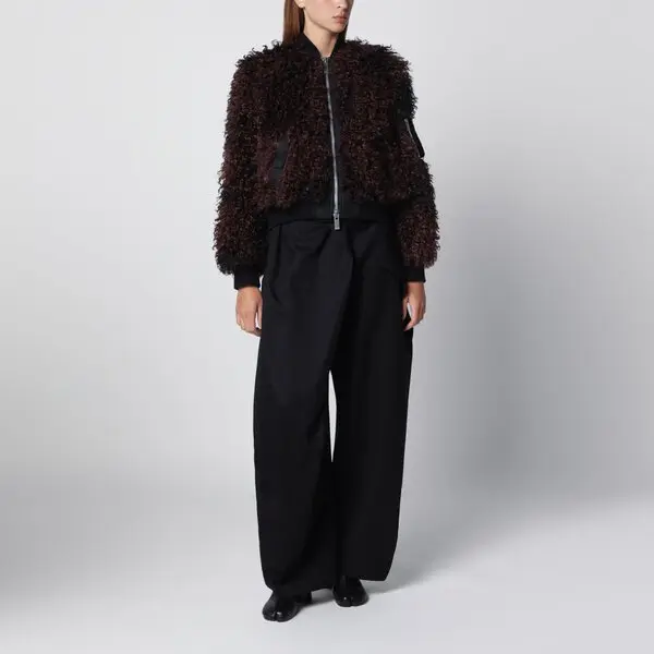 Sacai Bomber Jacket With Curly-effect Faux Fur Inserts