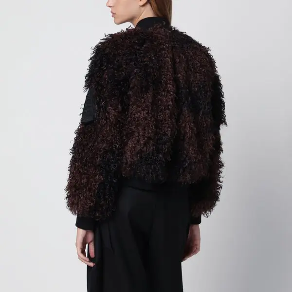 Sacai Bomber Jacket With Curly-effect Faux Fur Inserts