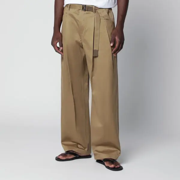 Sacai Cotton Twill Trousers With Belt