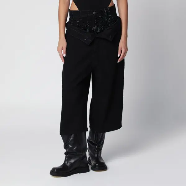 Attico Wide-leg Jeans Embellished With Crystals