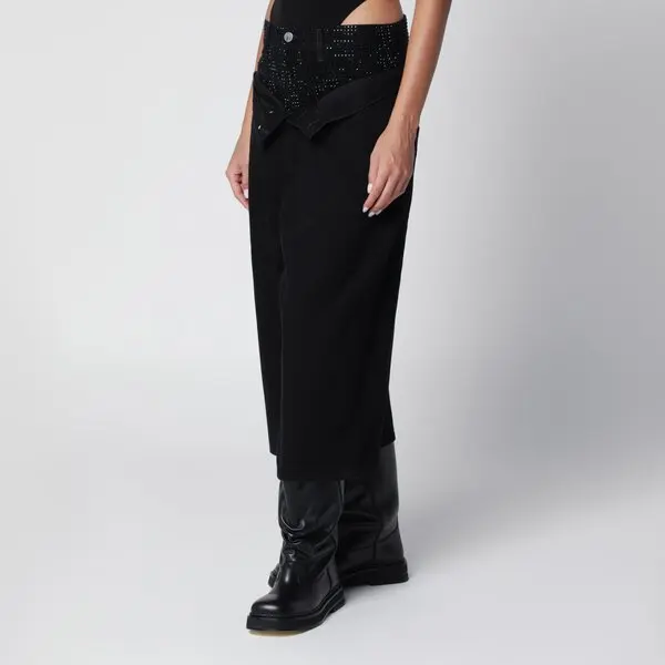 Attico Wide-leg Jeans Embellished With Crystals