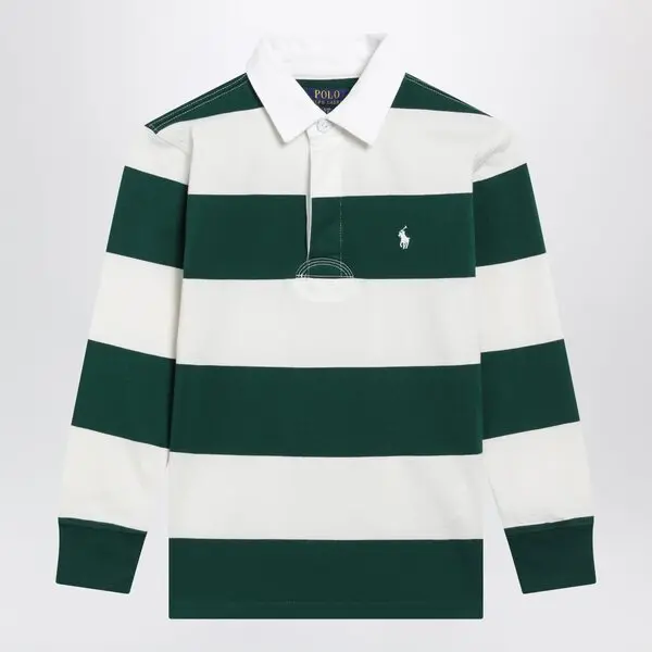 Polo Ralph Lauren And White Striped Cotton Polo Shirt - Green