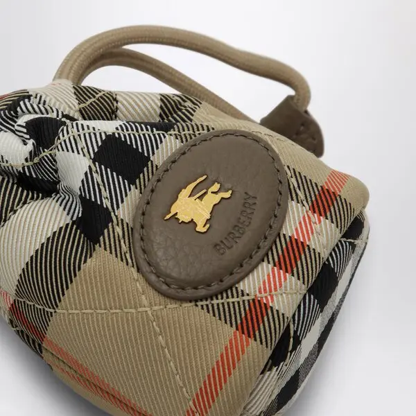 Burberry Horseshoe Bag Charm In Sand Check