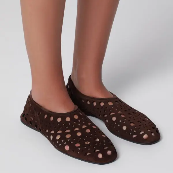 Alaïa Perforated Suede Vienne Slippers