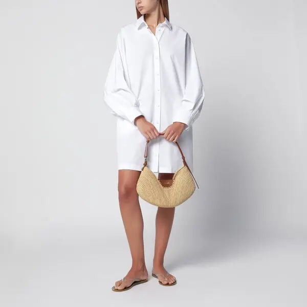 Loewe Medium Swing Bag In Natural Raffia And Calf Leather