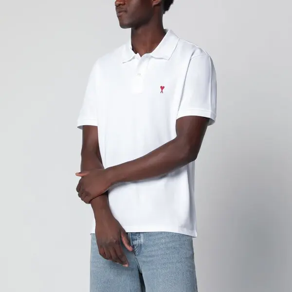 AMI Paris De Coeur Polo Shirt - White
