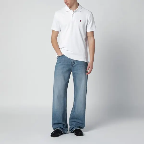 AMI Paris De Coeur Polo Shirt - White