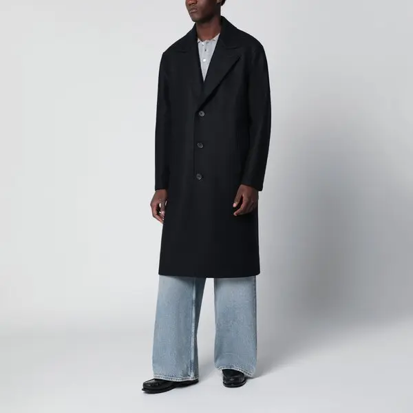 Harris Wharf London Dark Single-breasted Wool Coat