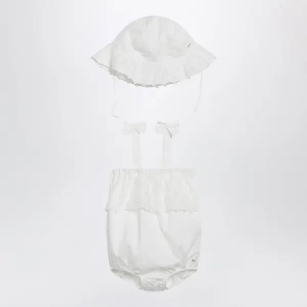 Chloé Cotton Romper And Hat Set