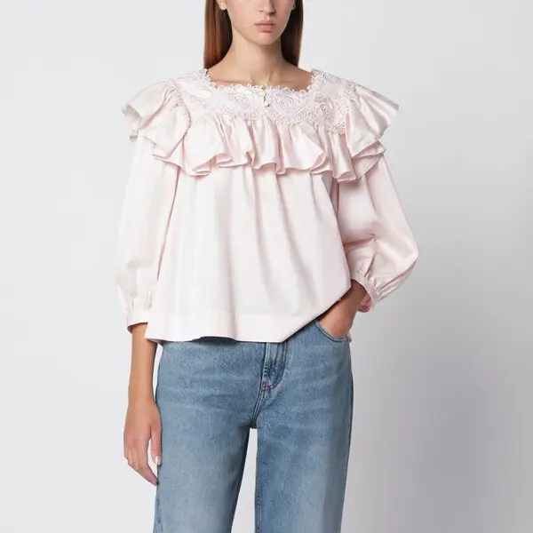 Chloé Cotton Ruffle Blouse