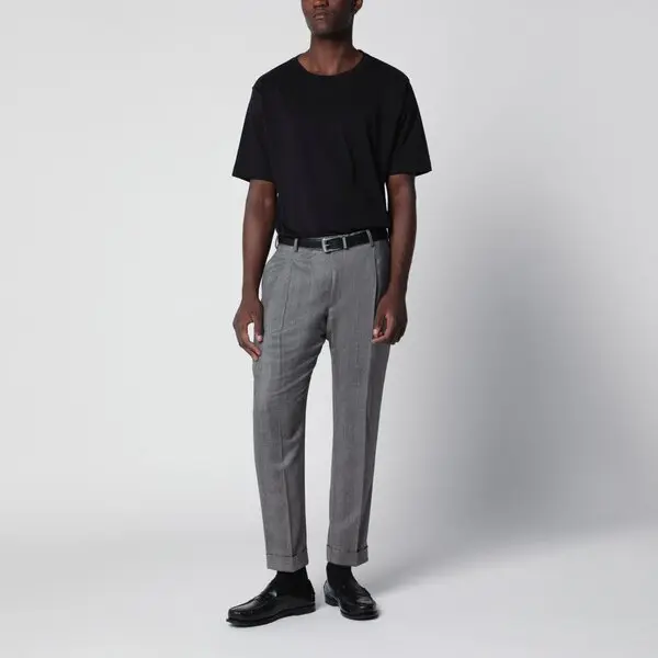 PT TORINO Tailored Slim-fit Trousers With Micro Herringbone Pattern