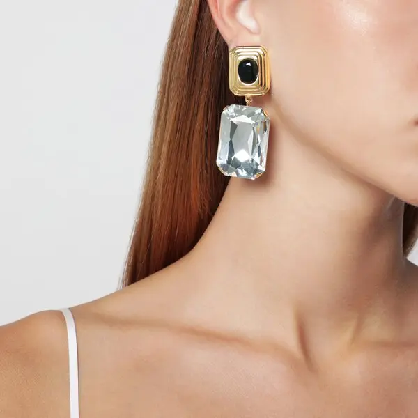 Alessandra Rich Crystal Drop Clip-on Earrings - Metal