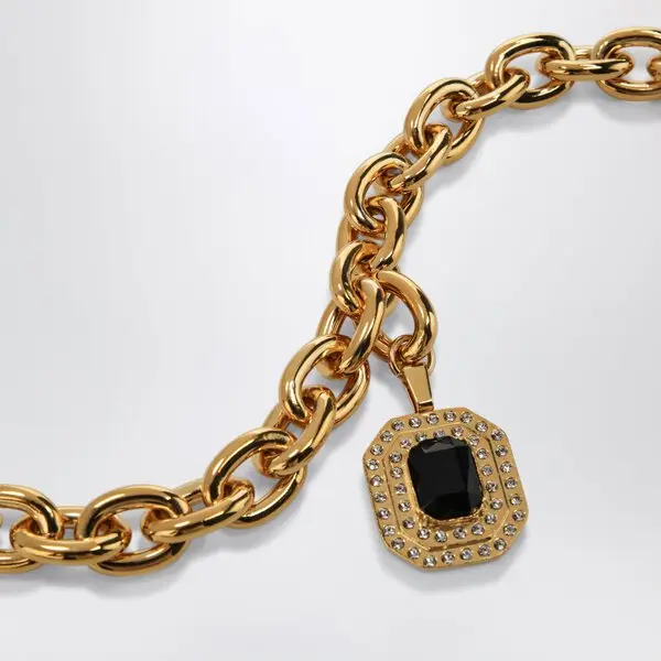 Alessandra Rich Gold-tone Chain Necklace With Embellished Pendant - Metal