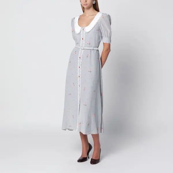 Alessandra Rich Floral Print Silk Midi Dress