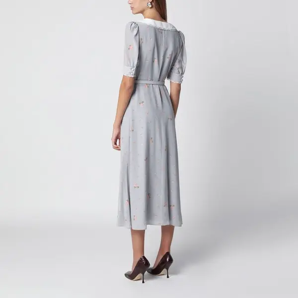 Alessandra Rich Floral Print Silk Midi Dress