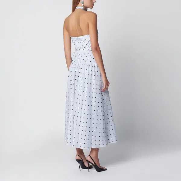 Alessandra Rich Polka Dot Silk Halterneck Midi Dress