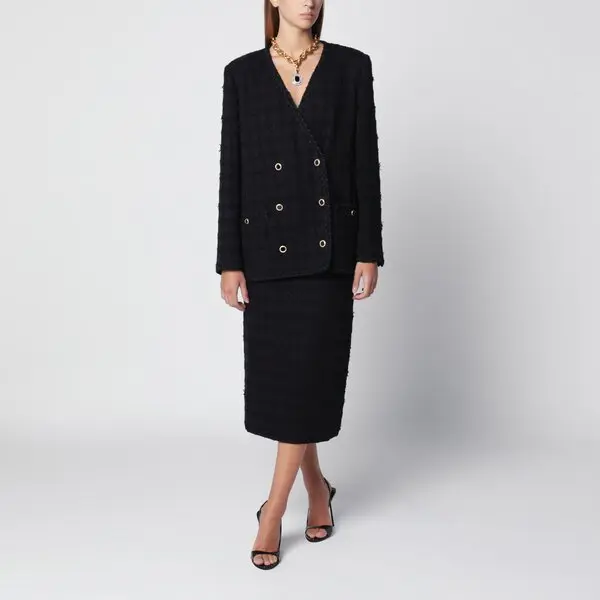 Alessandra Rich Double-breasted Bouclé Tweed Jacket