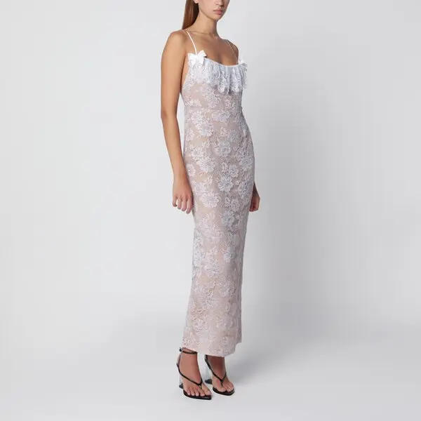 Alessandra Rich Lavender Lace Slip Dress