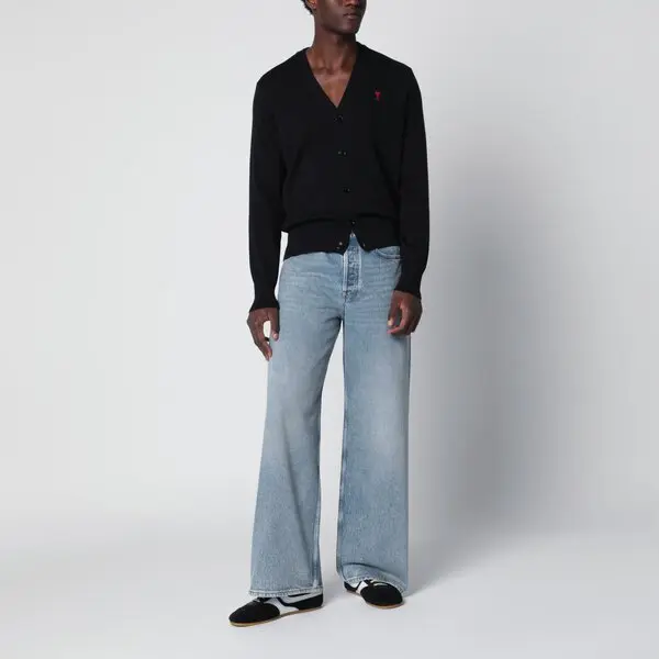 AMI Paris Wool Cardigan With Embroidered Logo