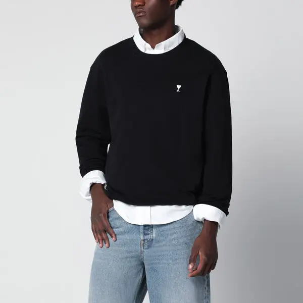 AMI Paris De Coeur Crewneck Sweatshirt - Black