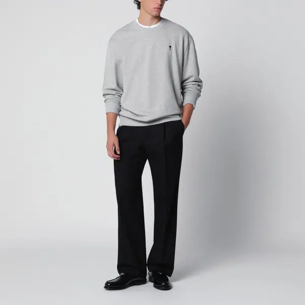 AMI Paris De Coeur Crewneck Sweatshirt - Grey