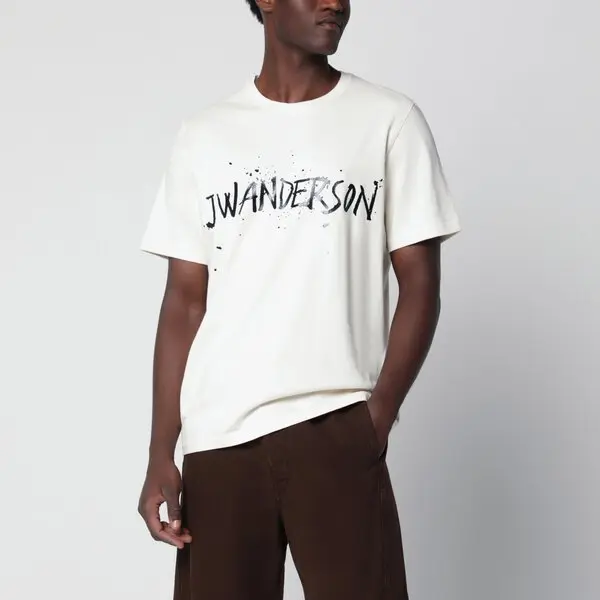 JW Anderson Circular T-shirt In Ecru Cotton